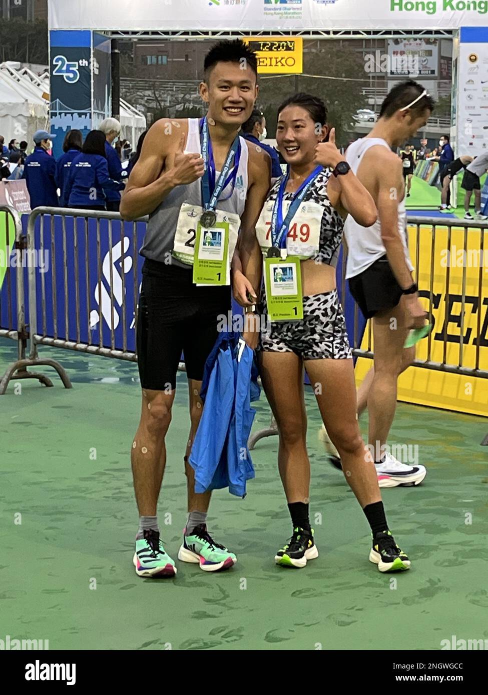 Eric Wong Kai-lok and Virginia Lo Ying-chiu, winners of men's and women ...