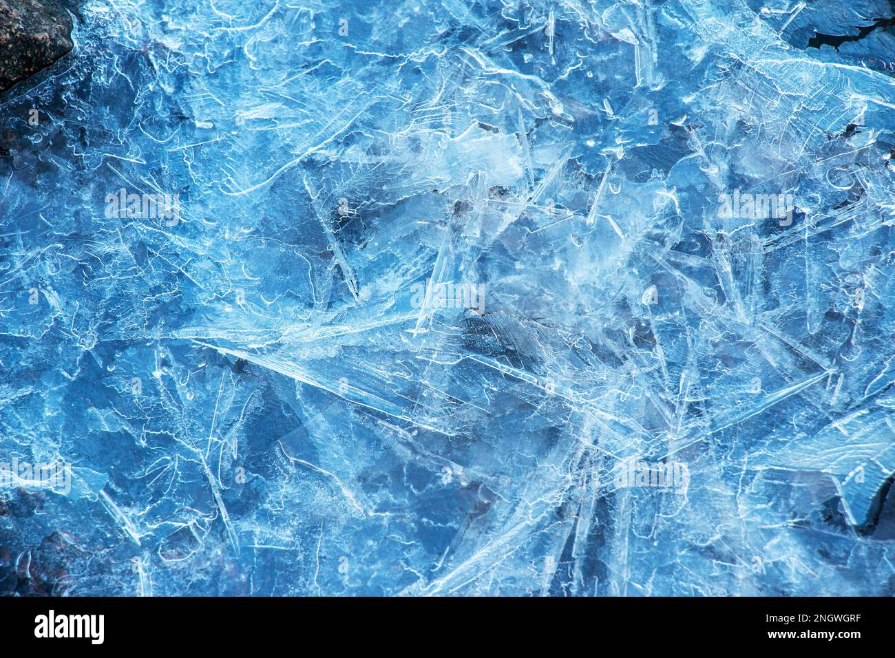 Ice surface of the river. Texture of ice shards. Winter background ...
