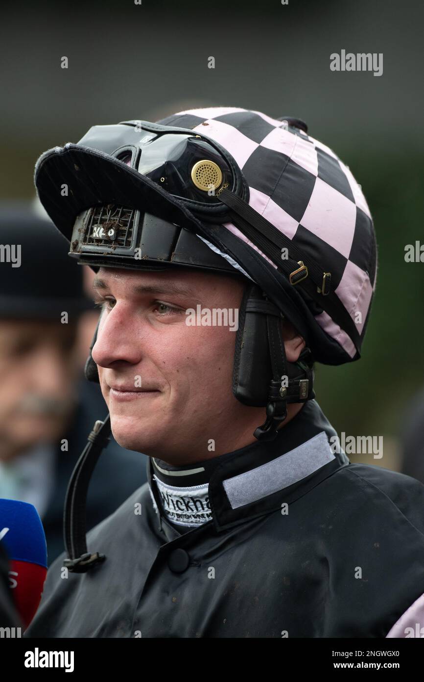 Ascot, Berkshire, UK. 18th February, 2023. Jockey Jack Tudor winner of ...