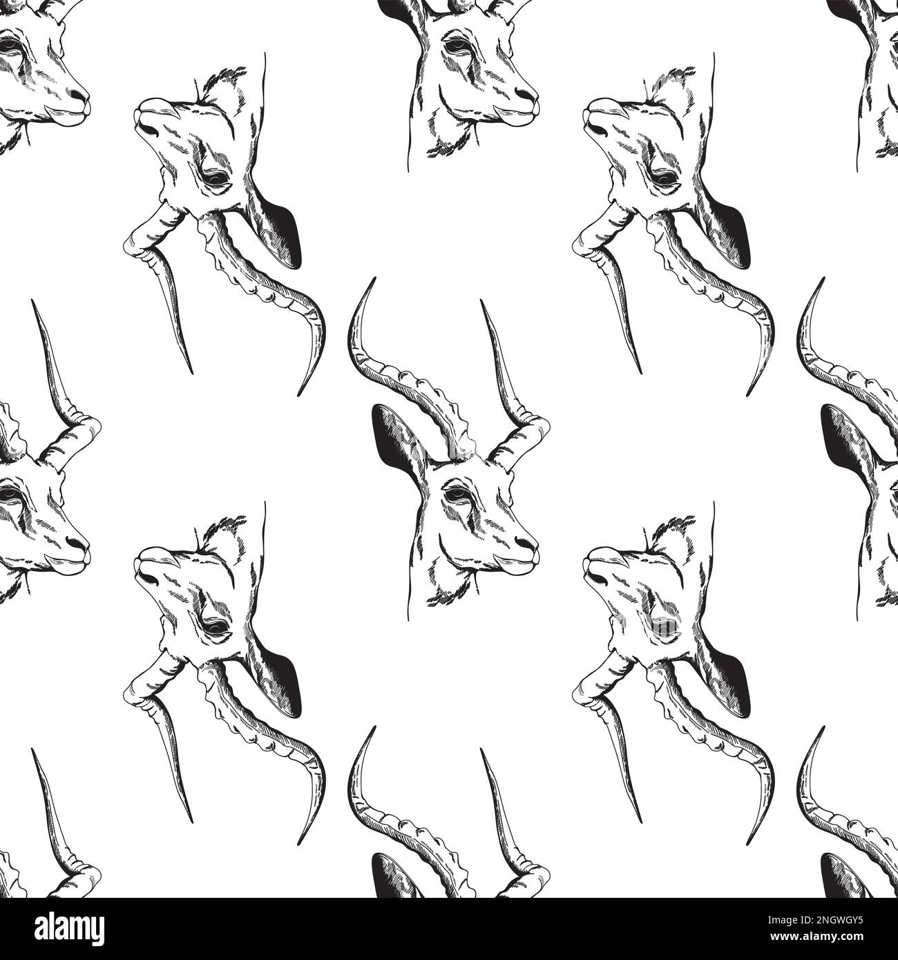 Seamless pattern of hand drawn sketch style Gazelle. Vector ...