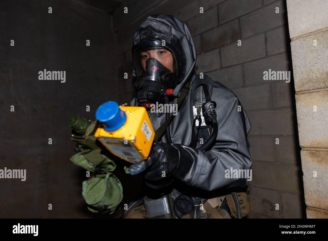 U.S. Marine Corps Lance Cpl. Cesar Arroyo a chemical, biological ...