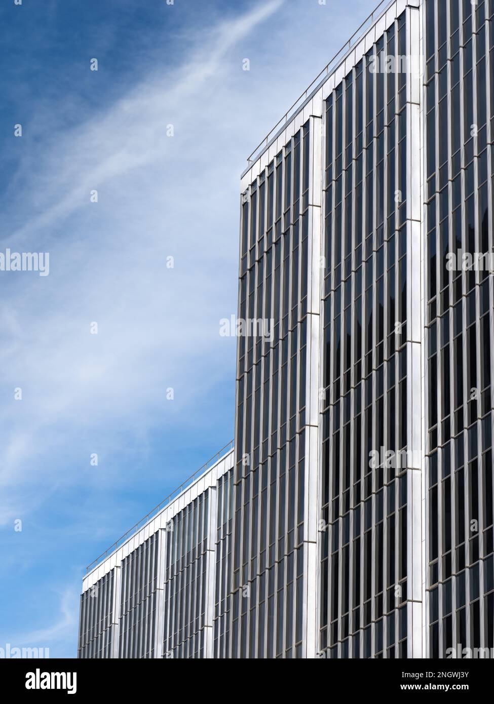two post-modern office building towers Stock Photo - Alamy