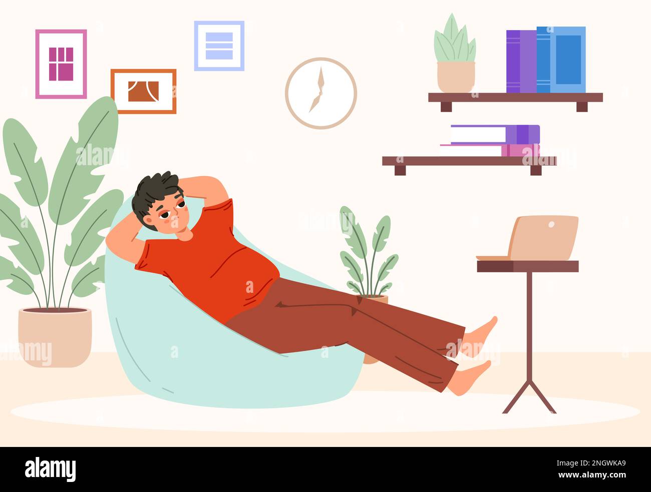 Man young sad television Stock Vector Images - Alamy