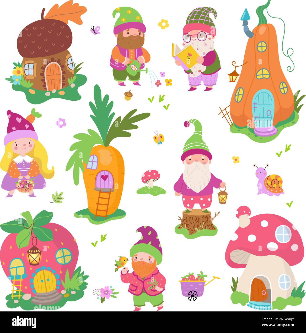 Funny Gnomes And Fairy Houses Forest Dwarves Vegetable Home In