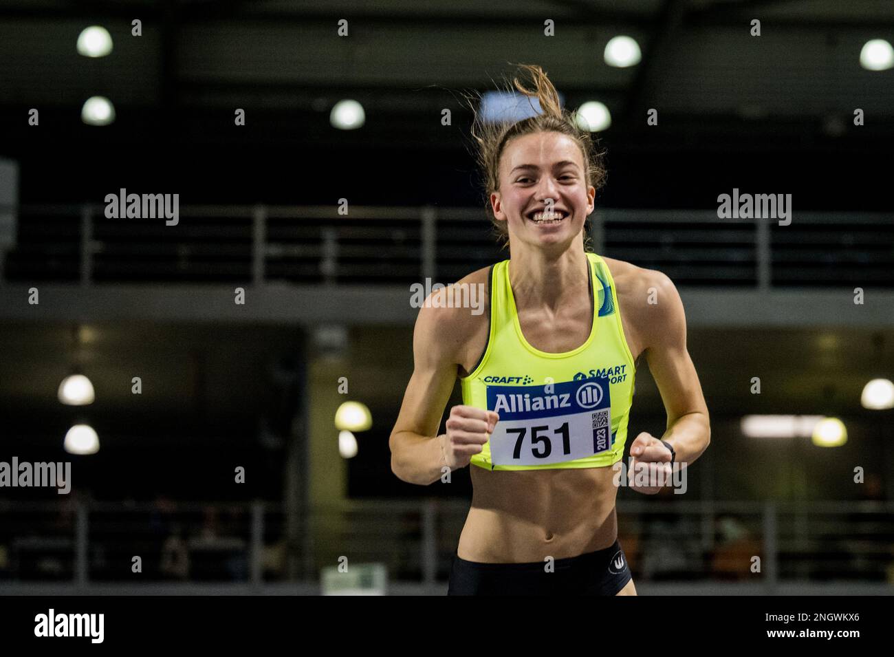 Belgian athlete Merel Maes pictured in action during the high jump ...