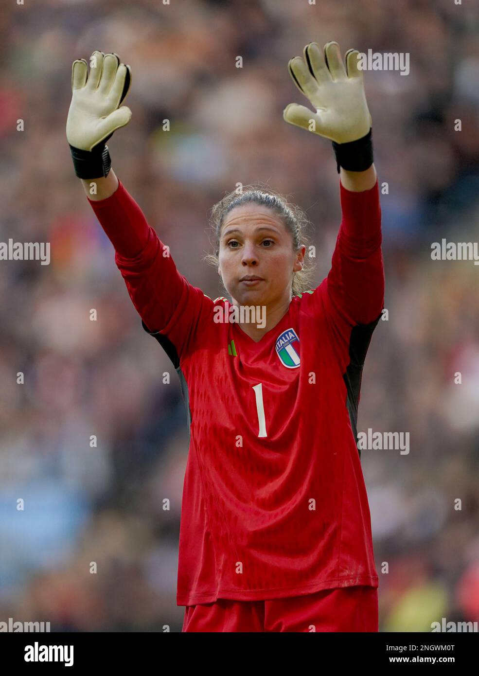 Italy goalkeeper Laura Giuliani during the Arnold Clark Cup match at ...