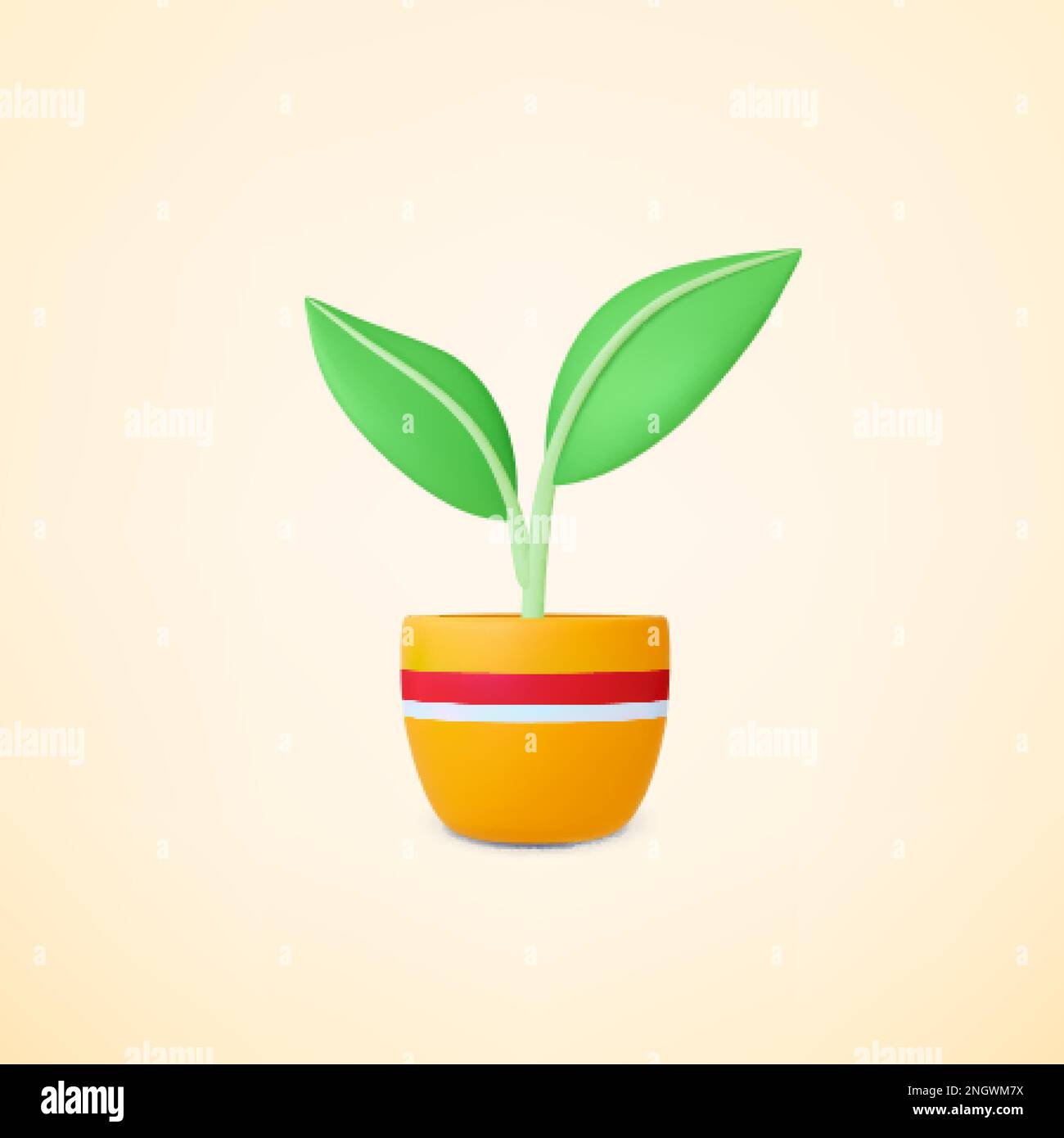 Green 3d sprout in pot. Home planting or gardening, eco symbol. Plant ...