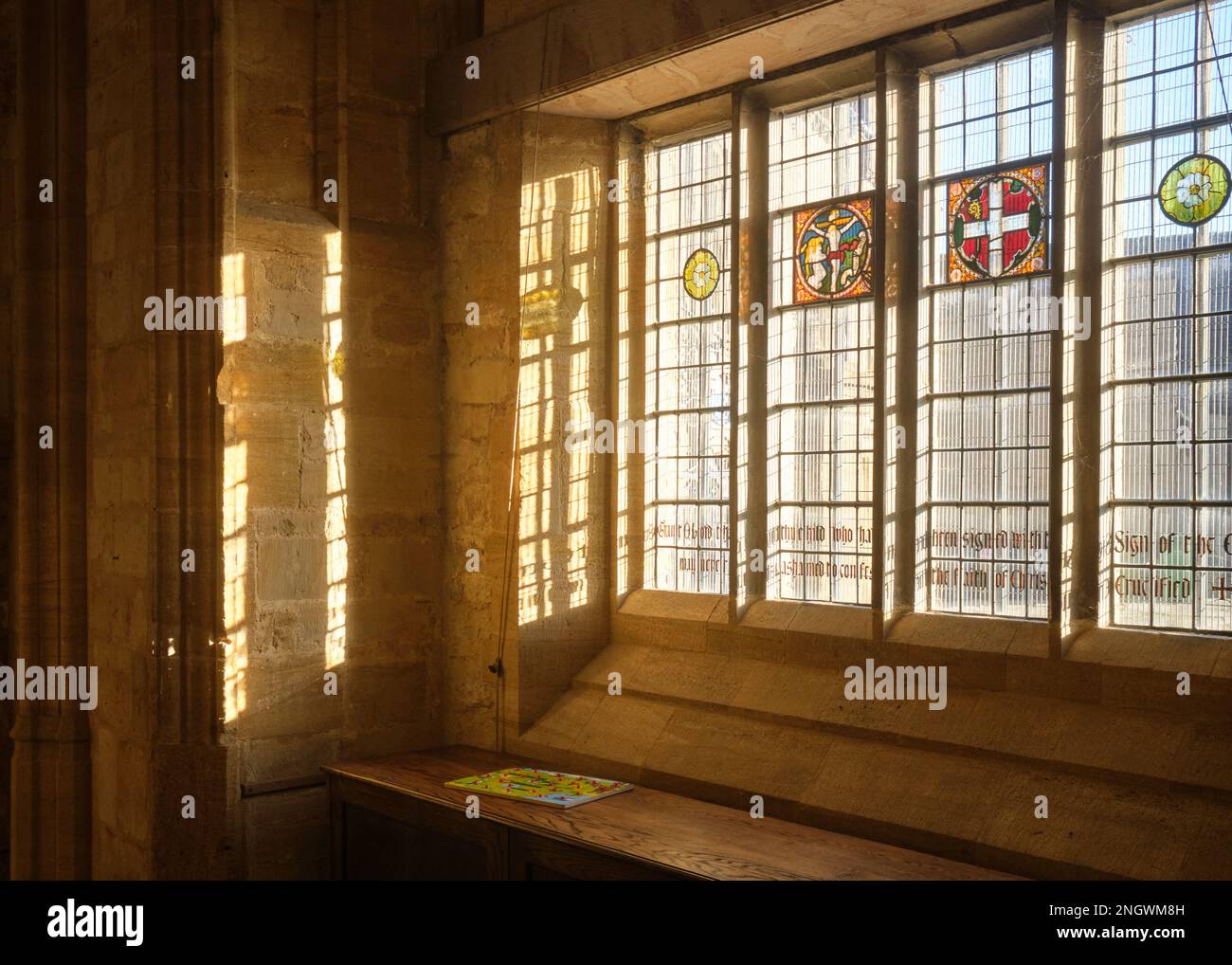 Religious Window with Christian Symbols Stock Photo - Alamy