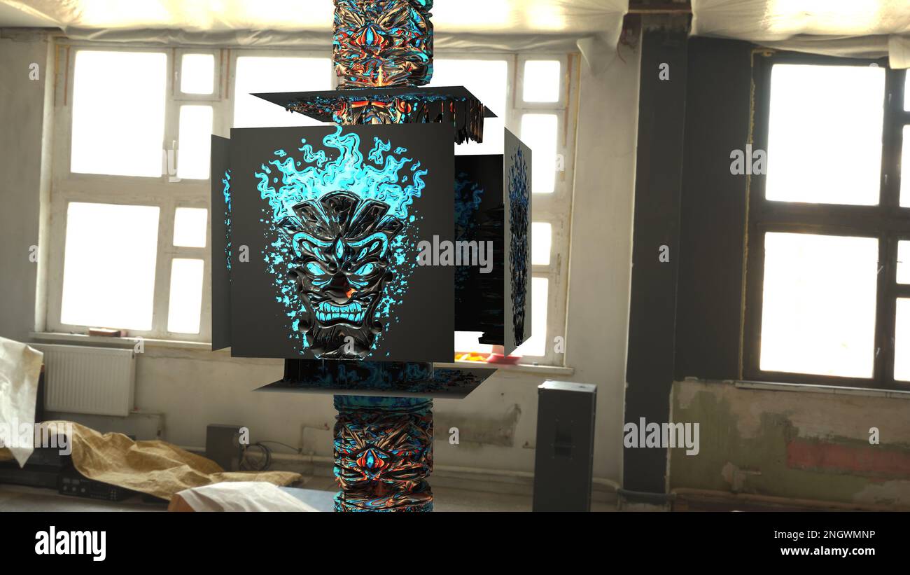 A display of Tiki Art transformed into real life physical object Stock ...