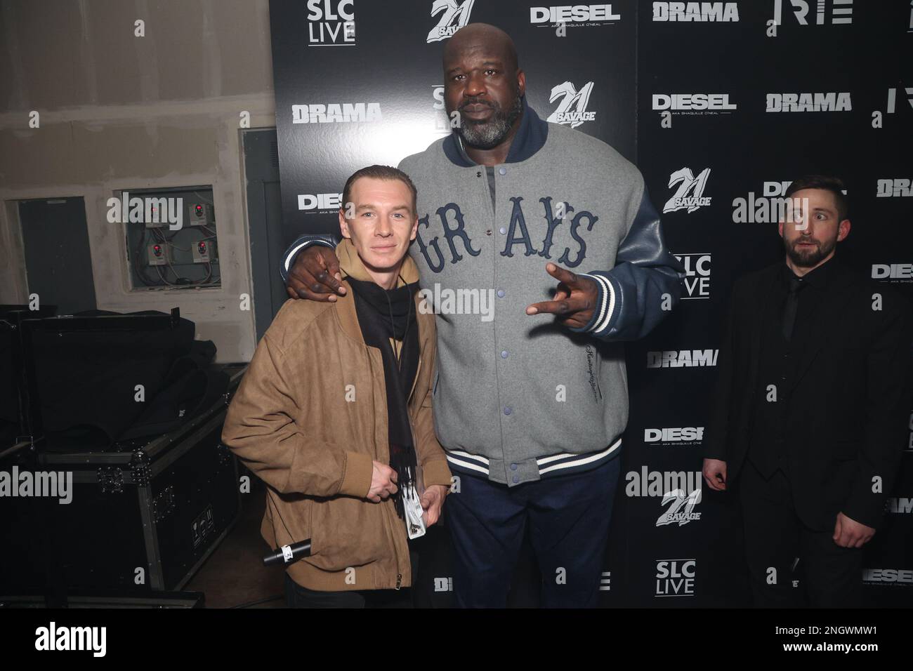Guest, Shaquille O’Neil pose during the 2023 NBA ALL-STAR WEEKEND at ...