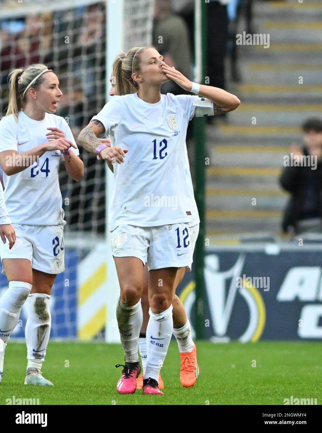 Coventry, UK. 19th Feb, 2023. Rachel Daly (12) of England pictured ...
