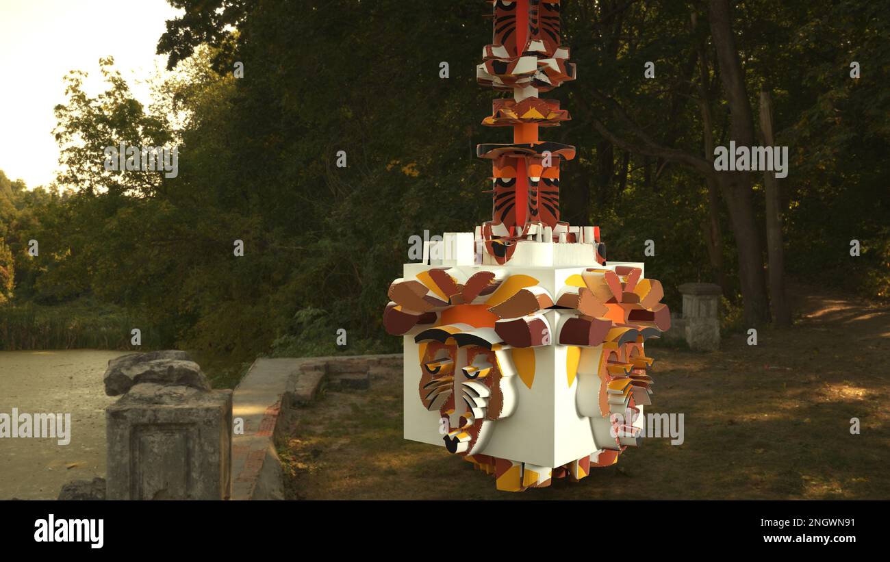 A display of Tiki Art transformed into real life physical object Stock ...