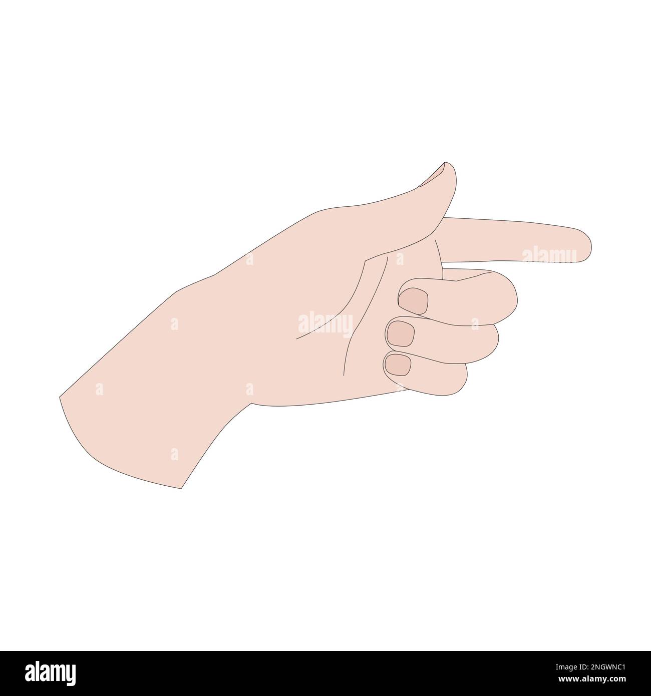 A hand gesture - pointer to the right. Sign language. Vector ...