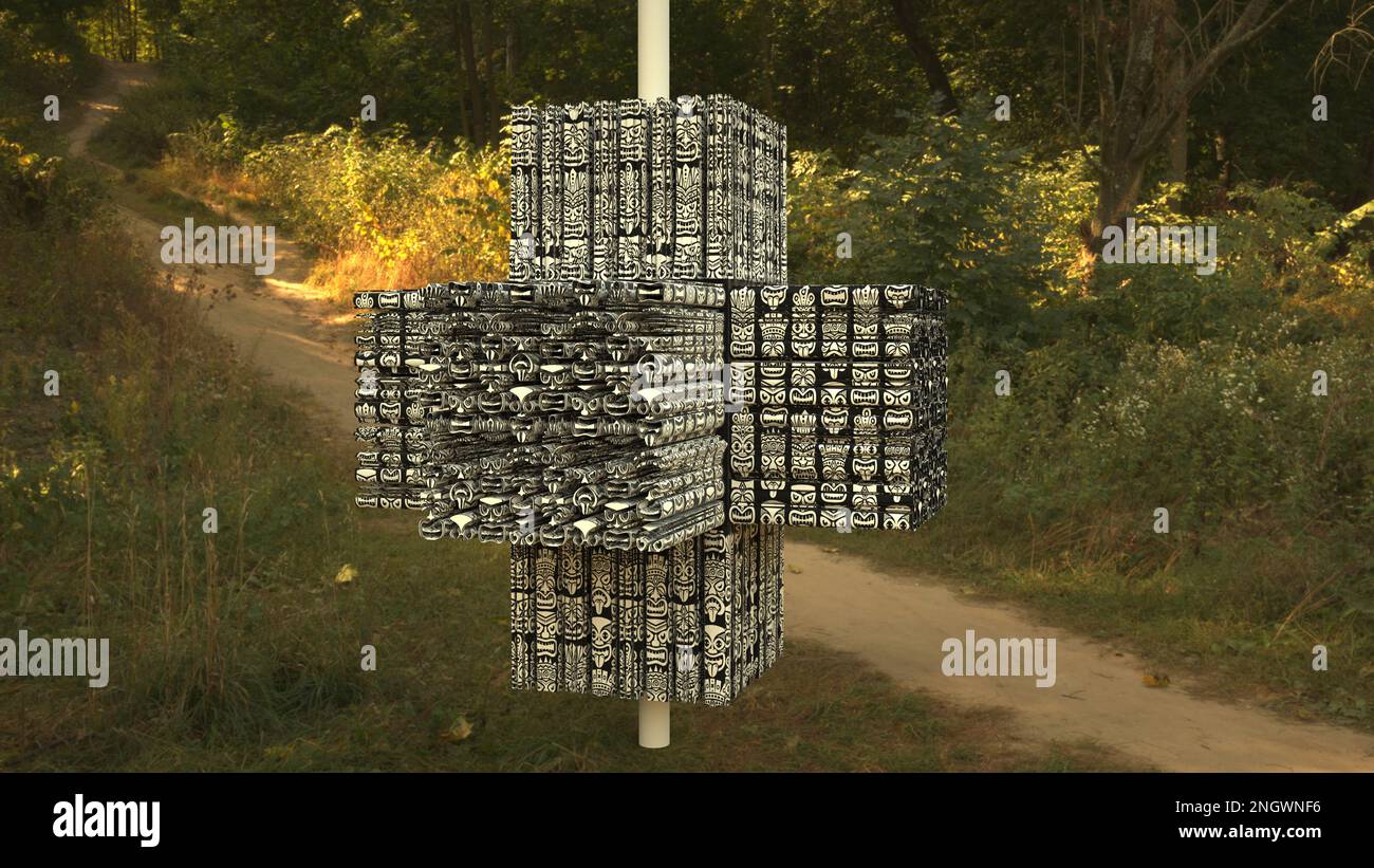 A display of Tiki Art transformed into real life physical object Stock ...