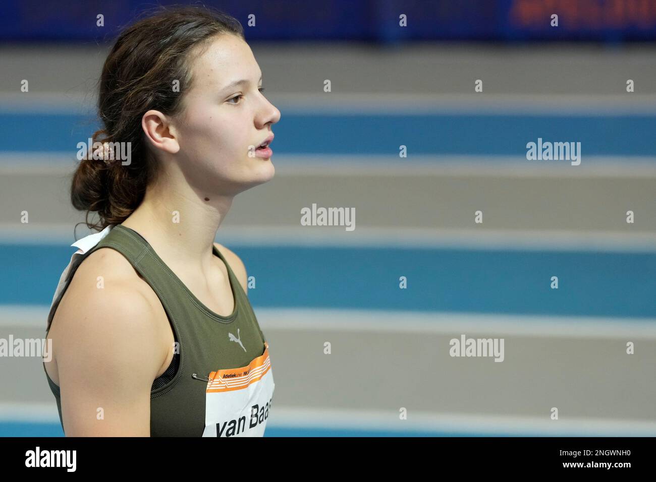 Hanna van baast competing on the 60m hurdles women hi-res stock ...