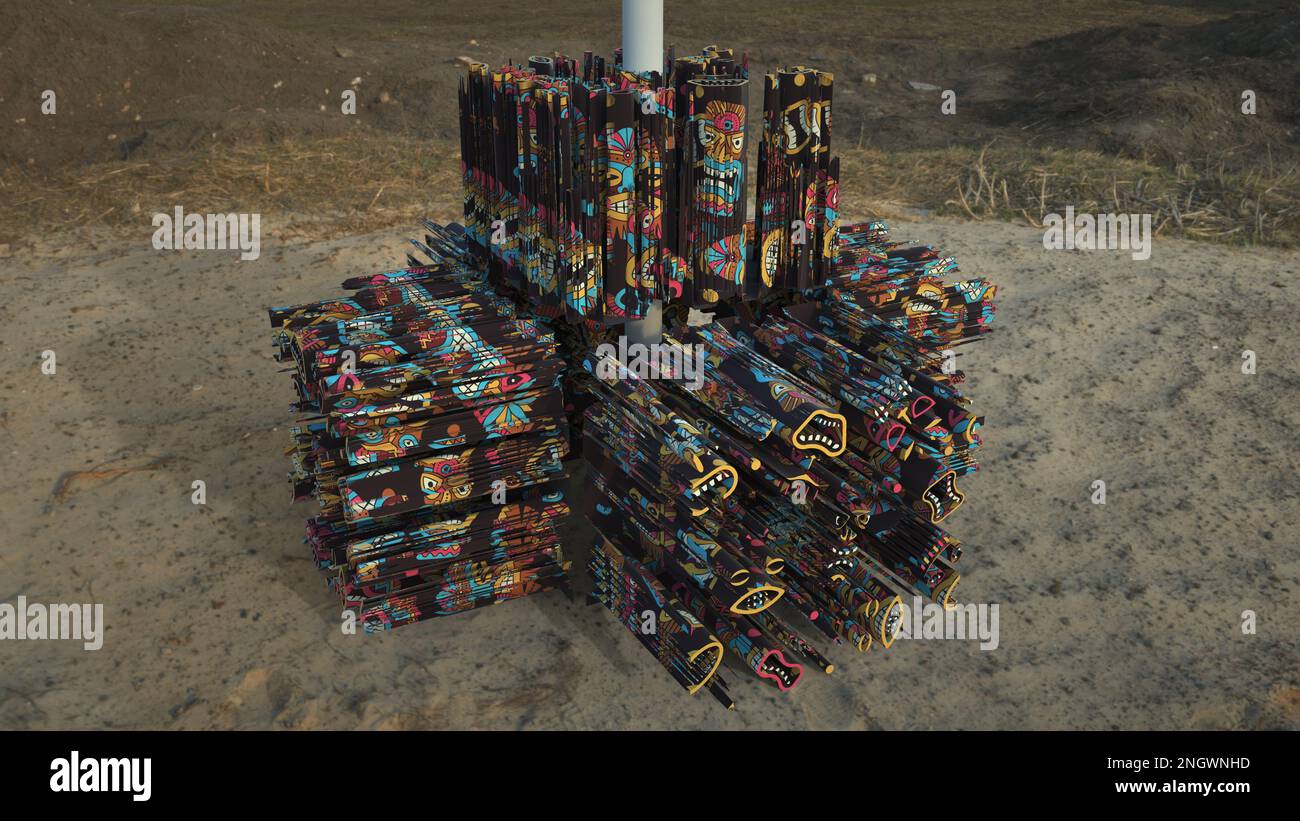 A display of Tiki Art transformed into real life physical object Stock ...