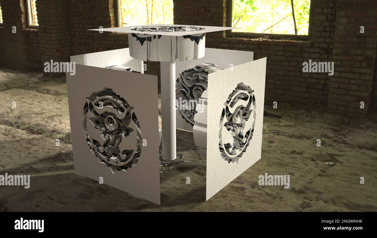 A display of Tiki Art transformed into real life physical object Stock ...