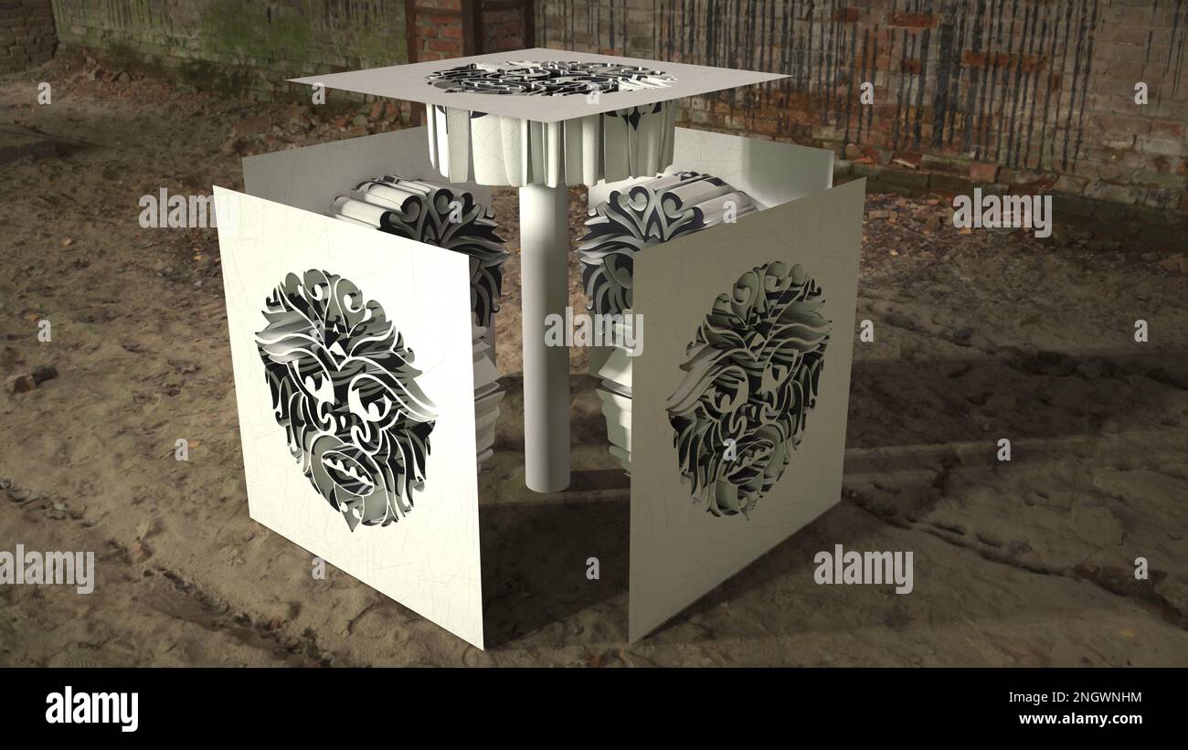 A display of Tiki Art transformed into real life physical object Stock ...