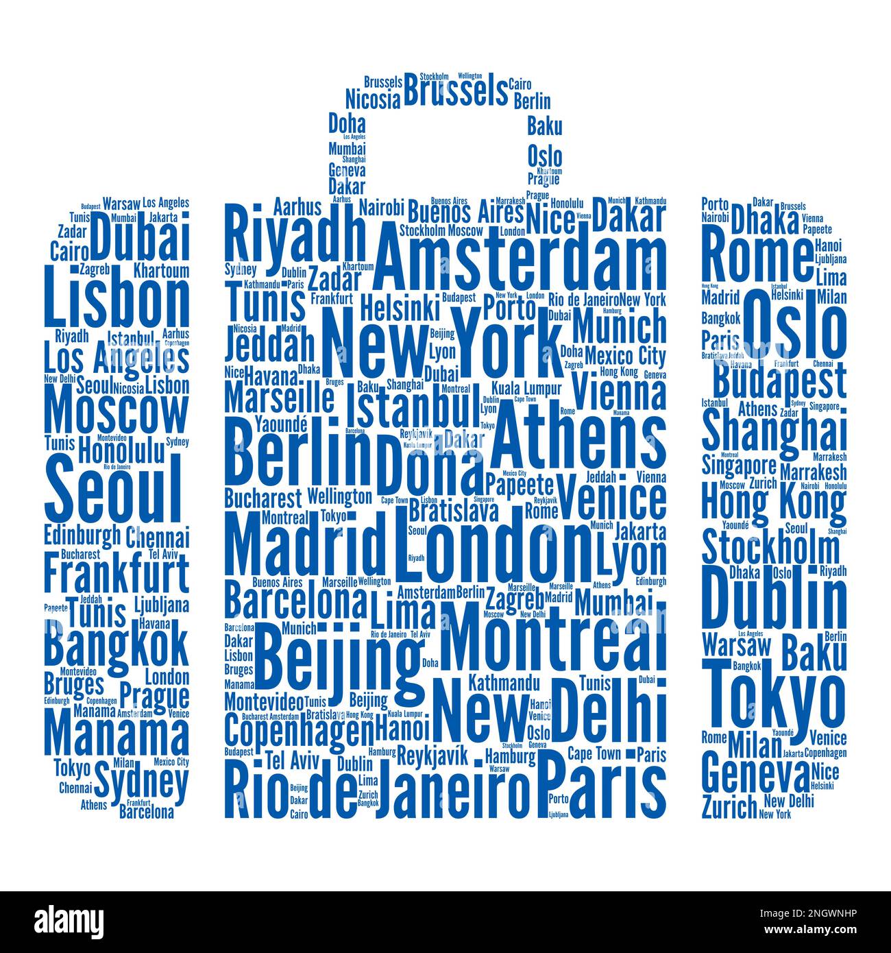 Travel cities destinations word cloud concept Stock Photo - Alamy