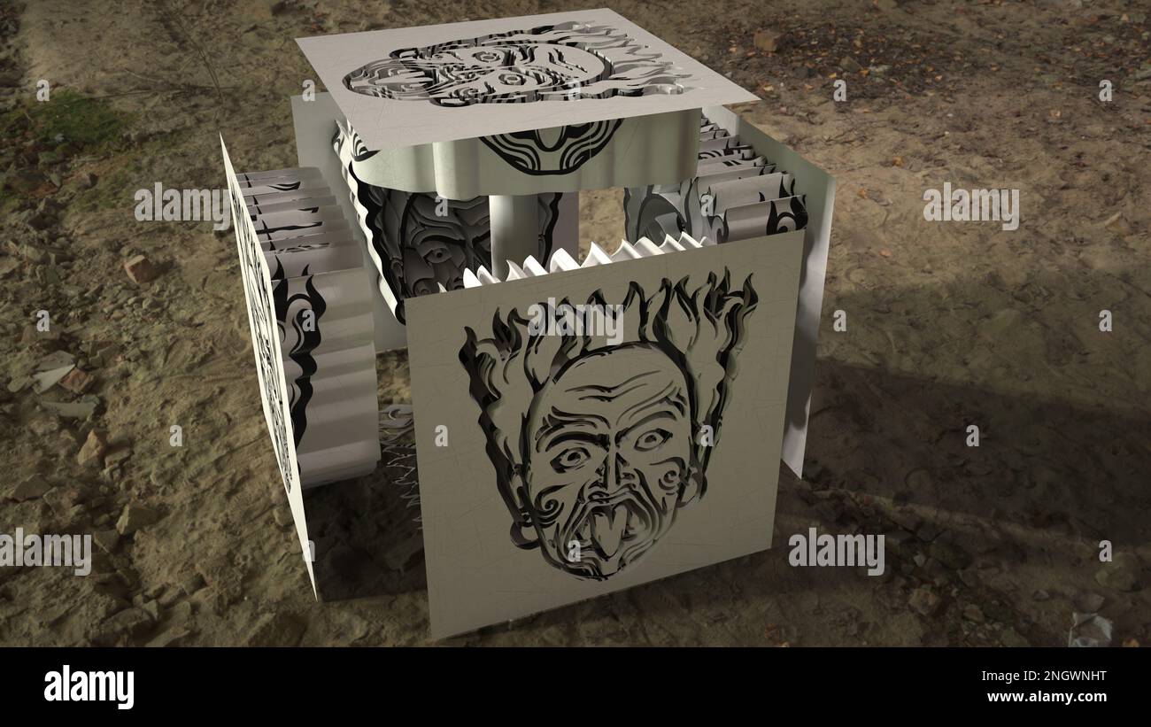 A display of Tiki Art transformed into real life physical object Stock ...