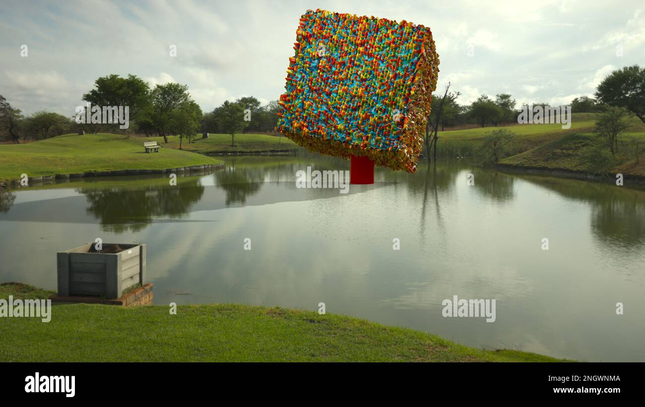 A 3D Illustration of an artistic rendition of an installation of an art ...