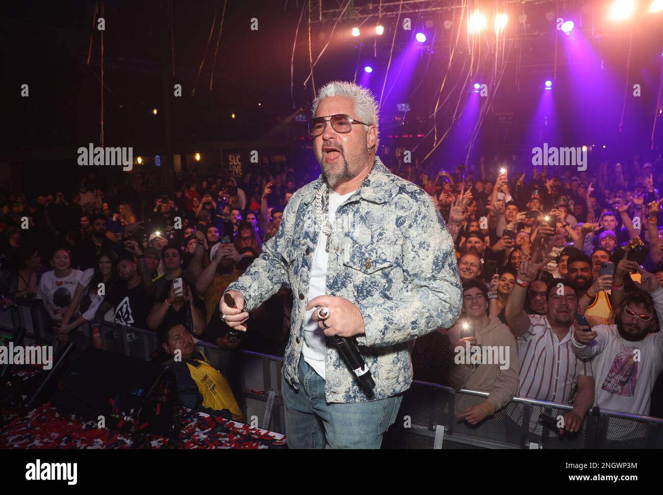 Guy Fieri seen onstage at the 2023 NBA ALL-STAR WEEKEND at SLC LIVE on ...