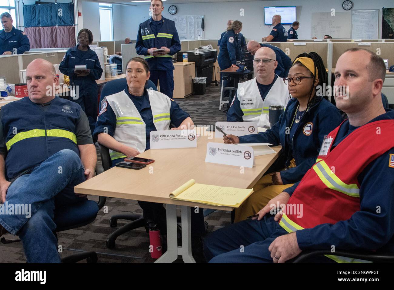 The Coast Guard holds a briefing with interagency partners at the ...