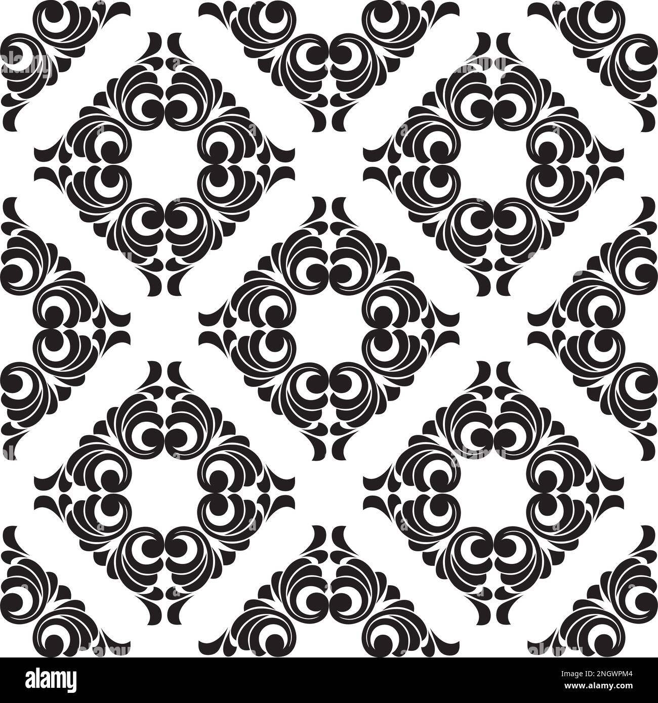 Vector damask vintage baroque scroll ornament swirl. seamless pattern ...