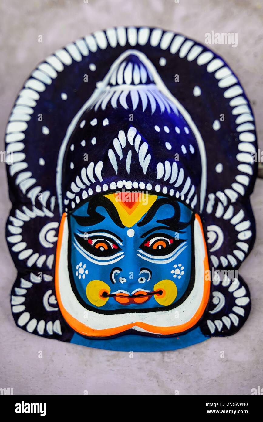 Beautiful handmade Chhau mask for Kathakali dance displayed in a shop ...