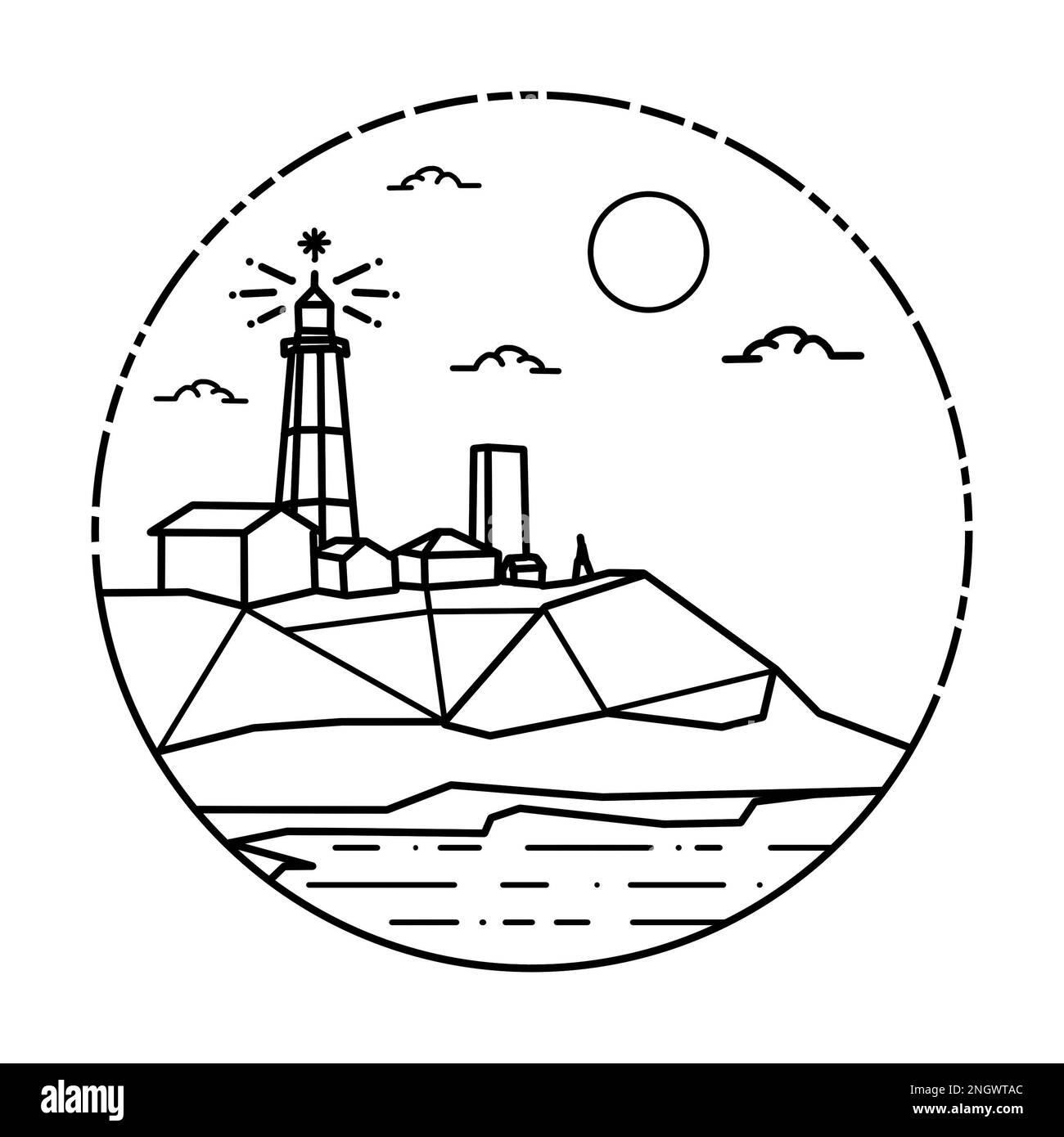 Long Island Lighthouse line art drawing, Montauk Point Lighthouse New ...
