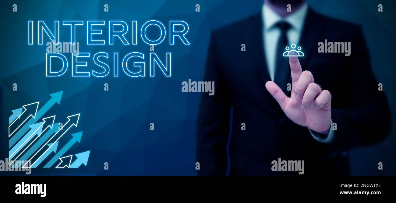 Text showing inspiration Interior Design. Word Written on the art of ...