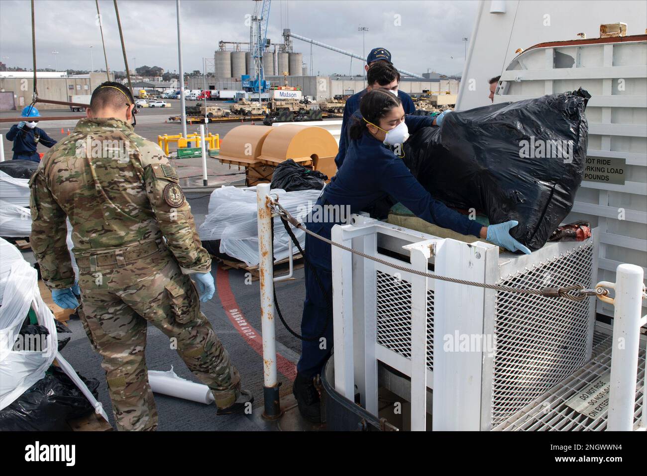 U.S. Coast Guard Cutter Bertholf’s (WMSL 750) crews offload contraband ...