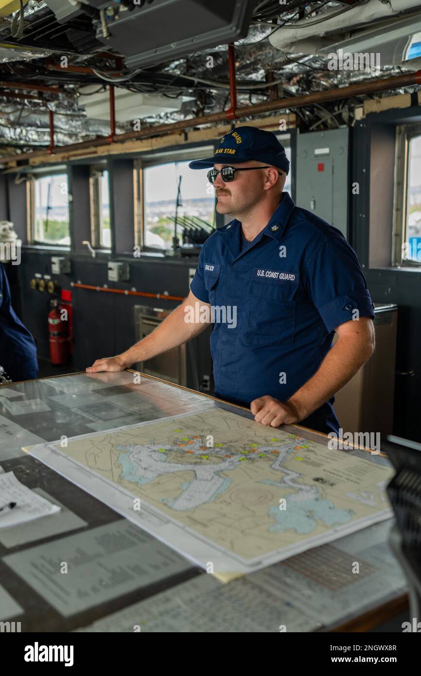 Petty Officer 3rd Class Layton Fralick, a boatswains mate on the Coast ...