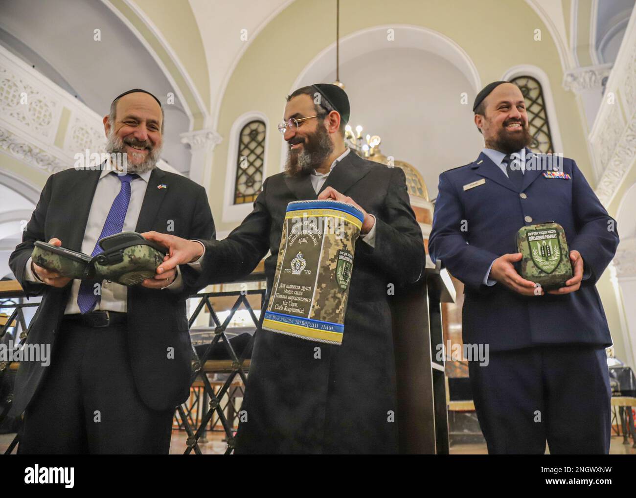 WARSAW, Poland - Hillel Cohen, Military Rabbinate of Ukraine, center ...