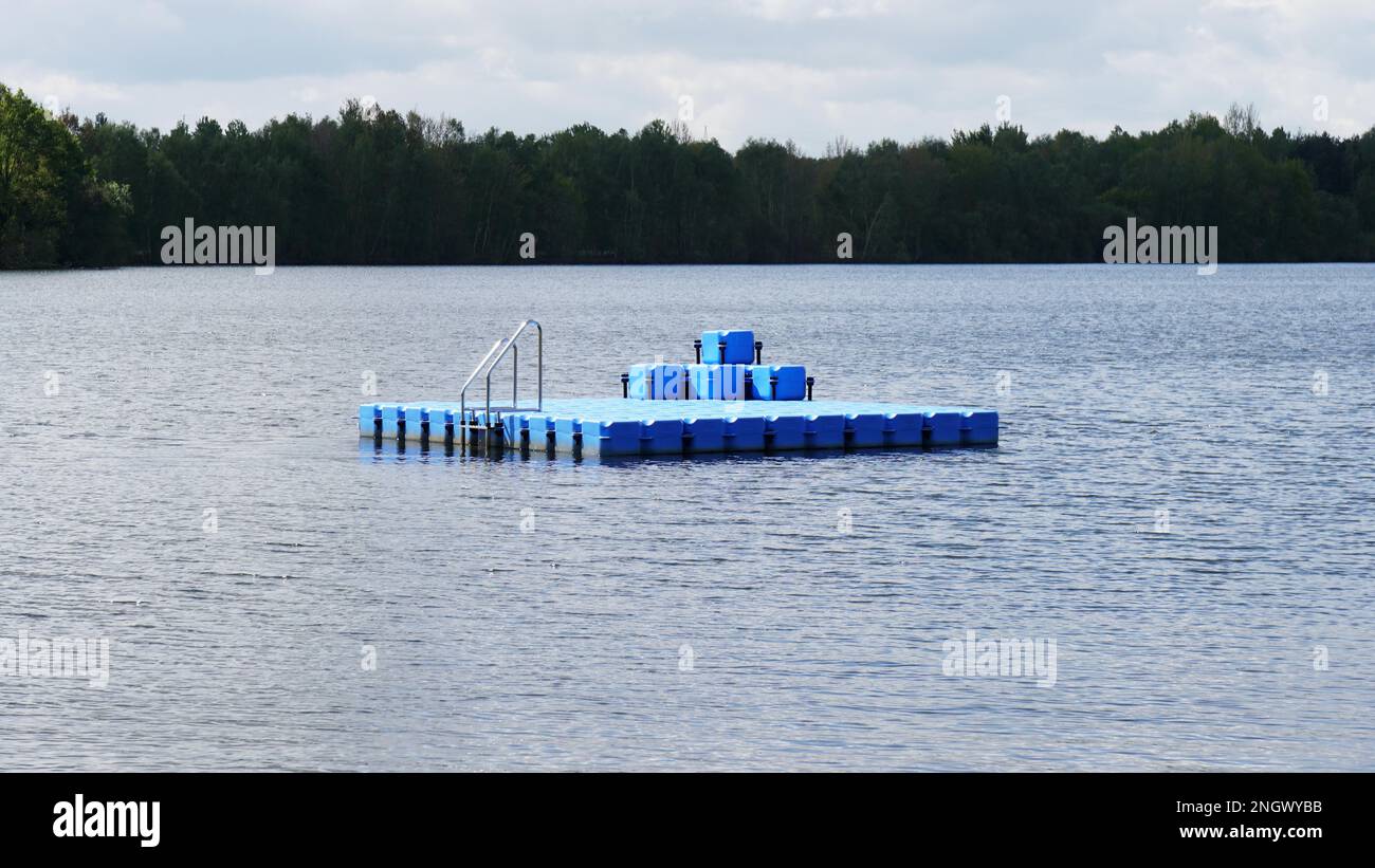 swim or swimming platform floating on bathing lake Stock Photo - Alamy
