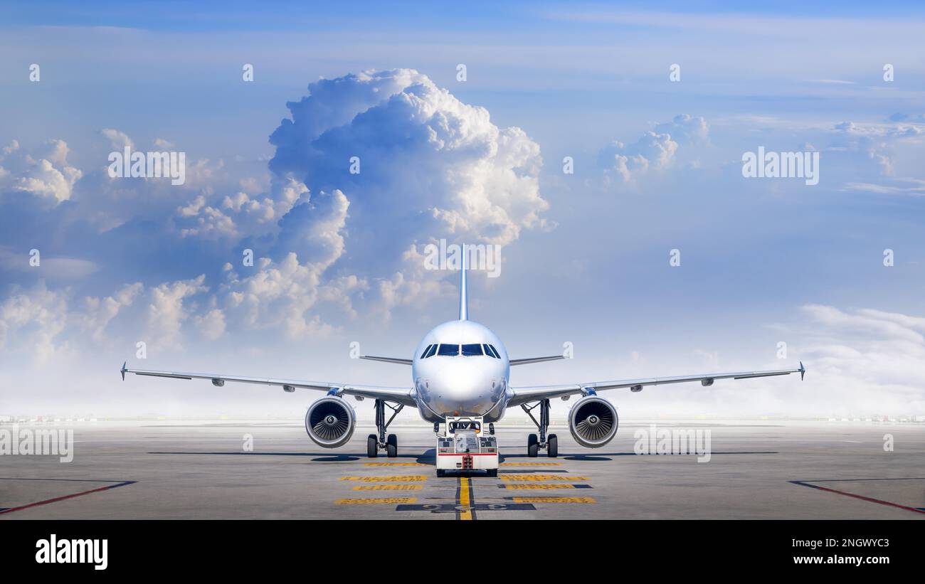modern airliner gets prepared for take off Stock Photo - Alamy