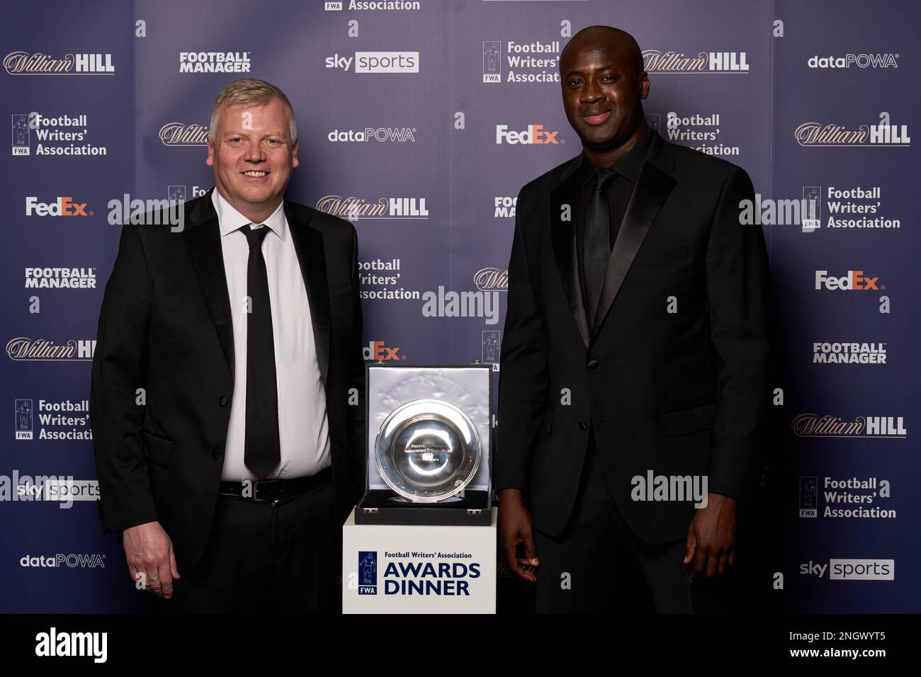 Yaya Toure (right) alongside John Cross, chair of the FWA during the ...