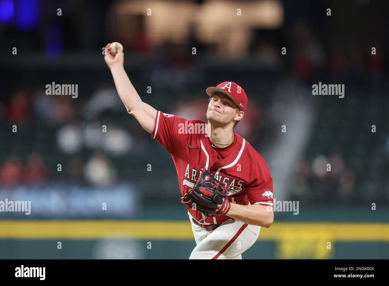 February 18, 2023: Razorback pitcher Dylan Carter #31 releases the ball ...