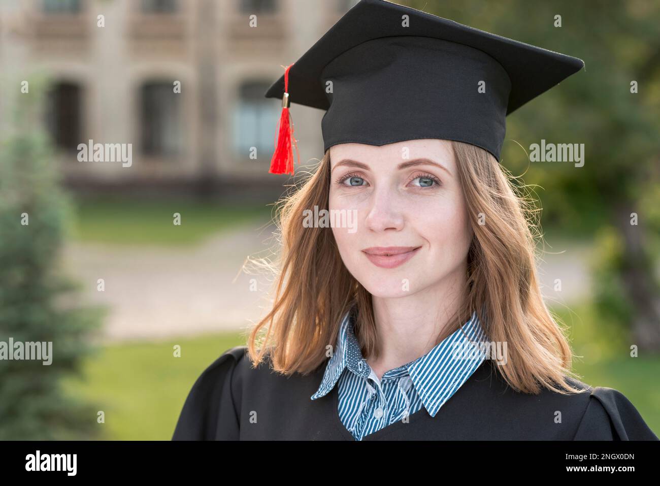 graduation concept with portrait happy girl Stock Photo - Alamy