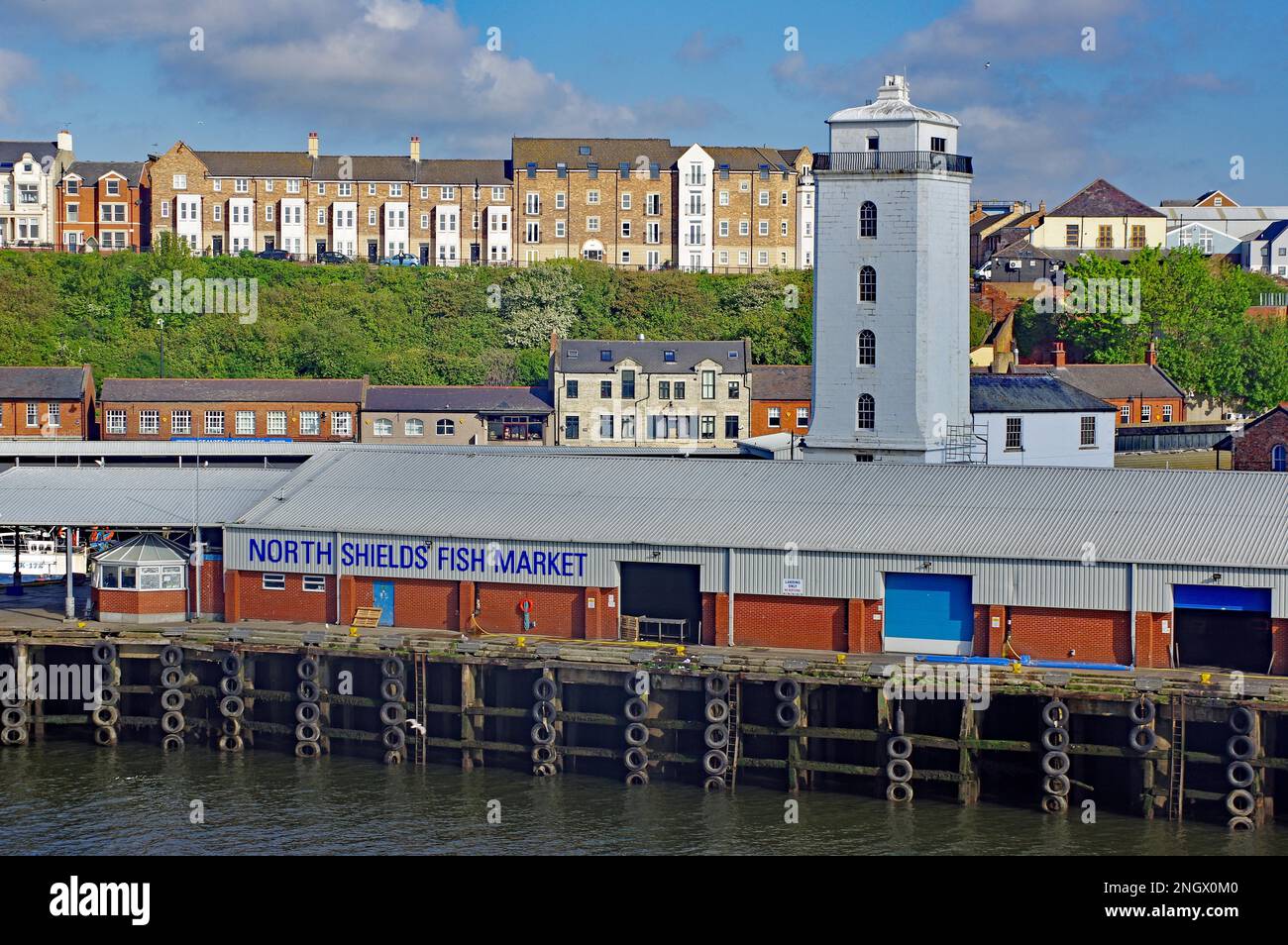 Fish market, dwellings and warehouses on the River Tyne, Tynemouth ...