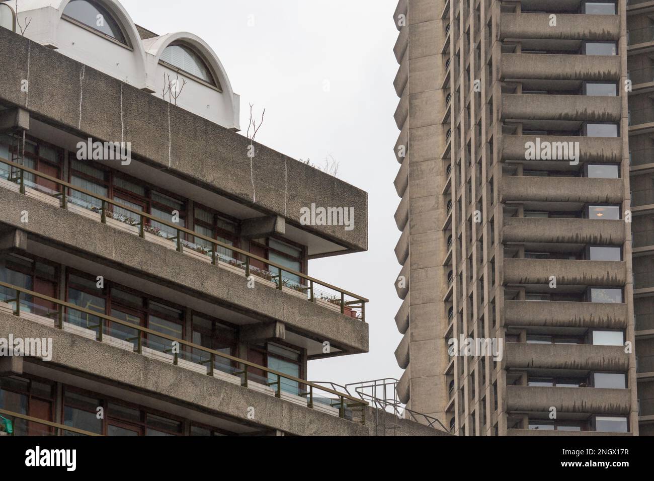 Barbican Centre London windows and tower block Stock Photo - Alamy