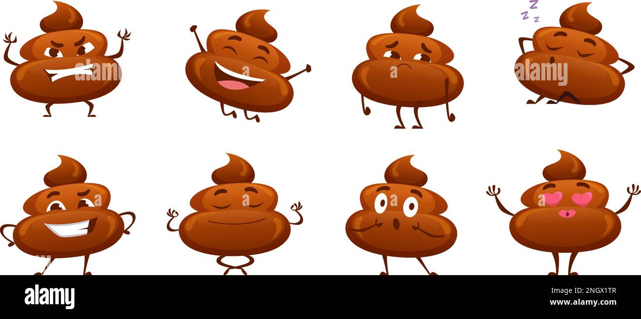 Poop characters. Little funny emoticons of pooping excrement faces ...