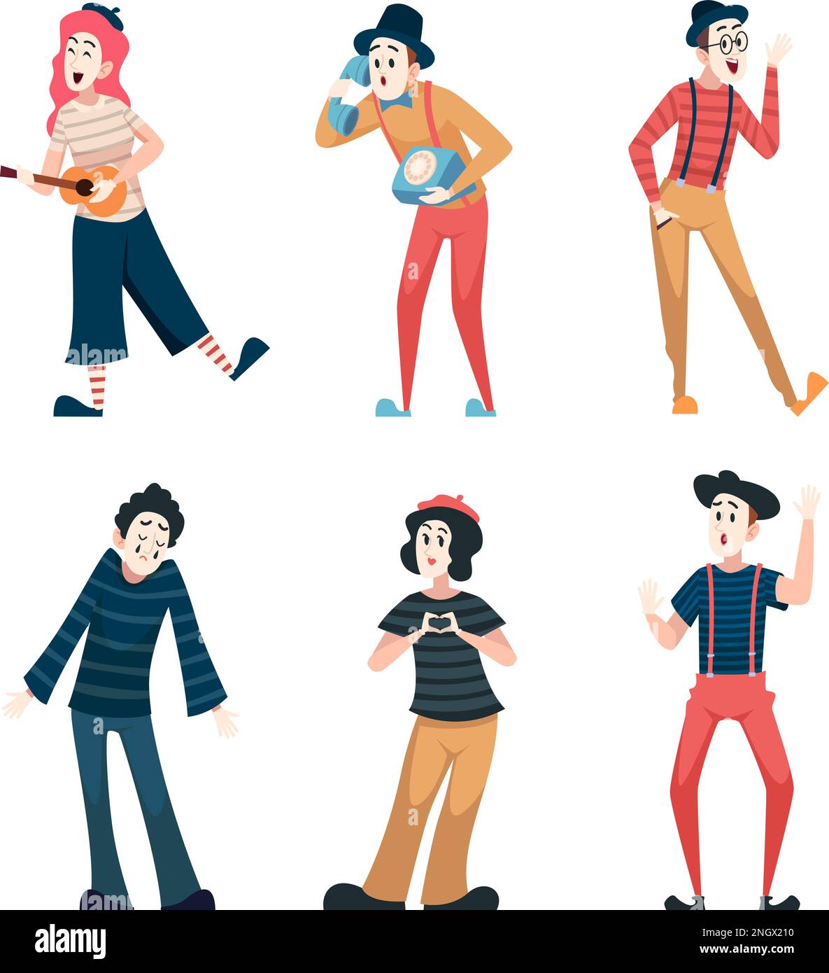 Mime actors. Traditional comedy street artists theatre performance ...