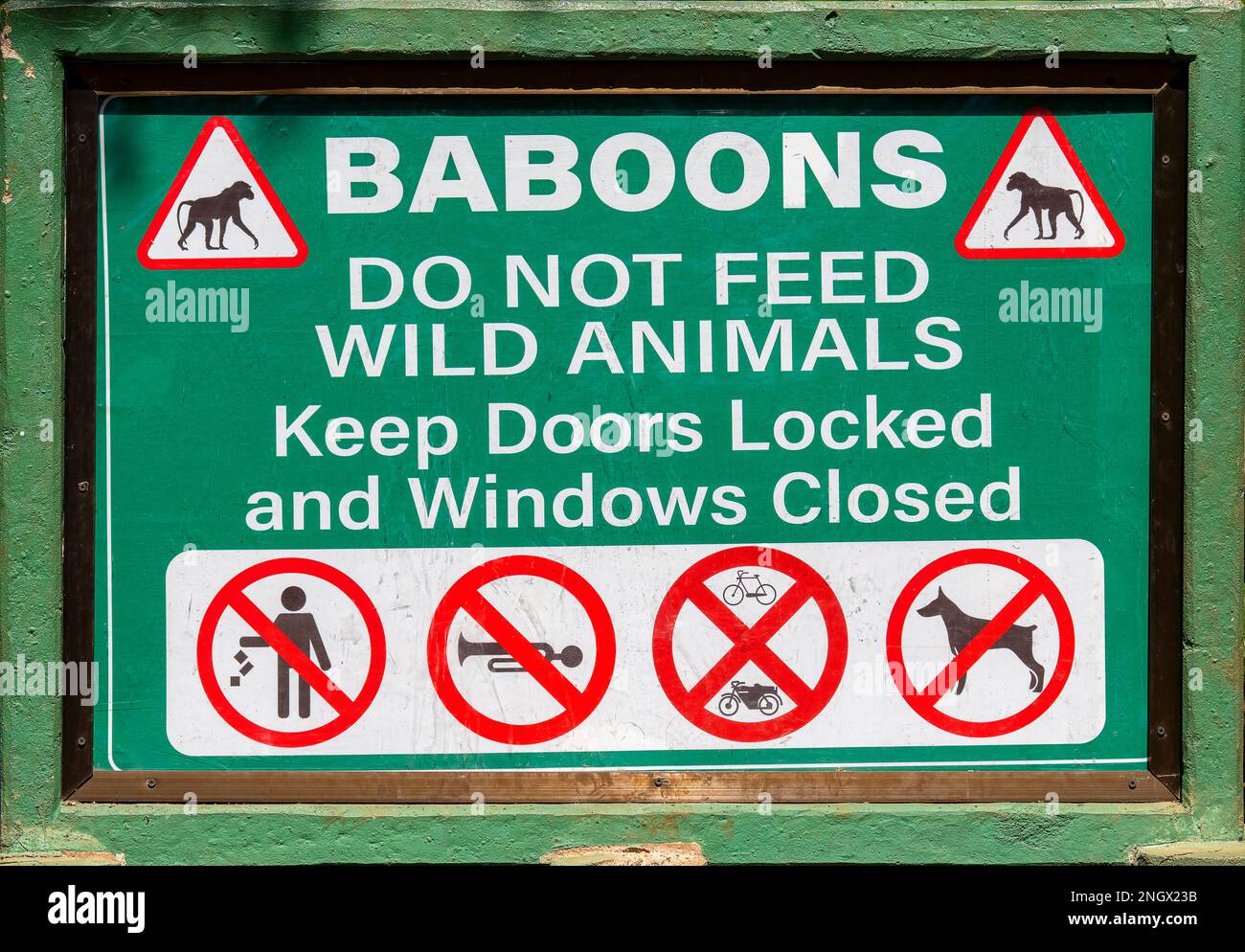 Do not feed baboons, sign, warning, Ngorongoro Conservation Area ...