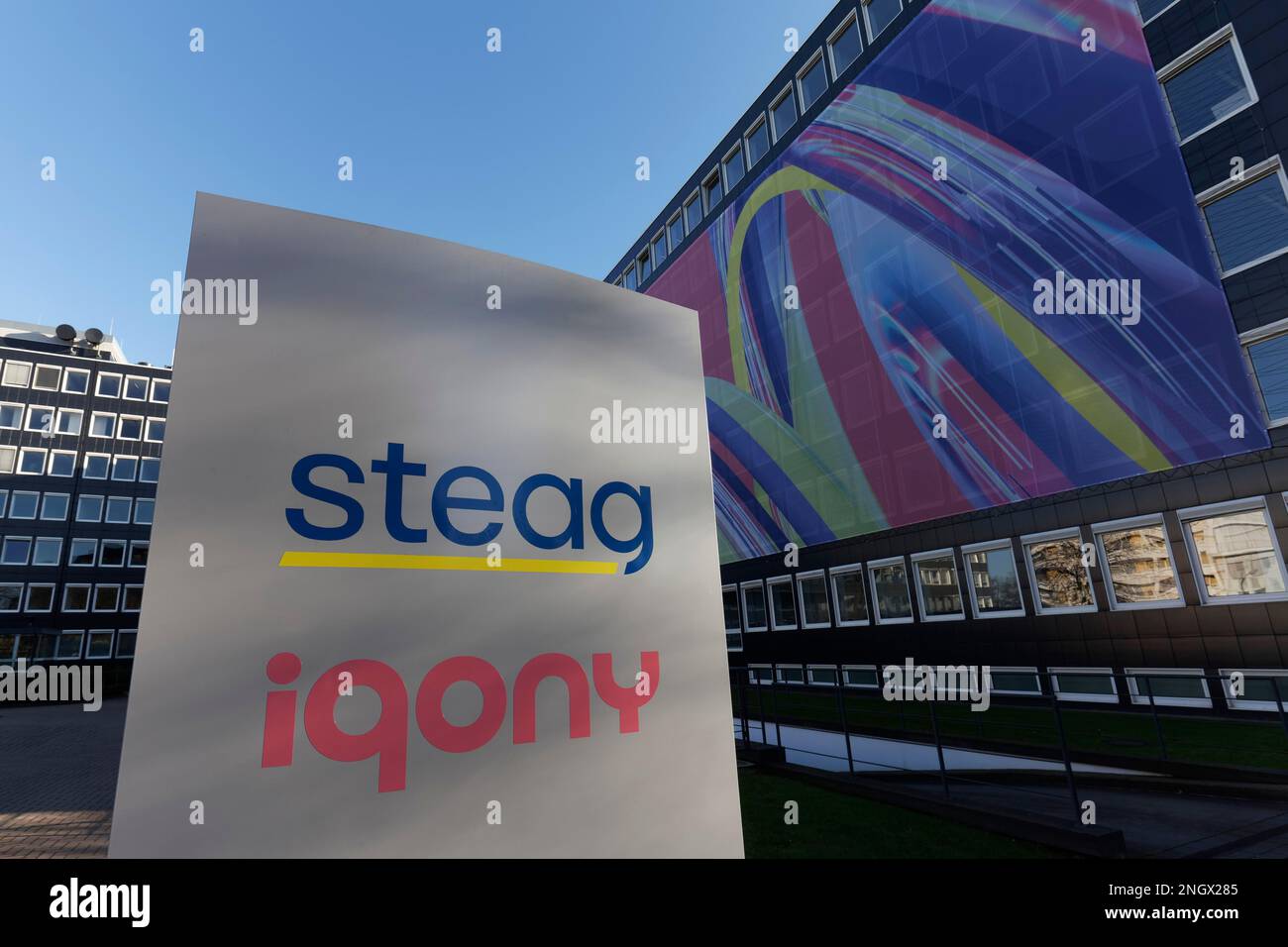 Steag, Iqony, logos in front of the Steag Group headquarters, energy ...