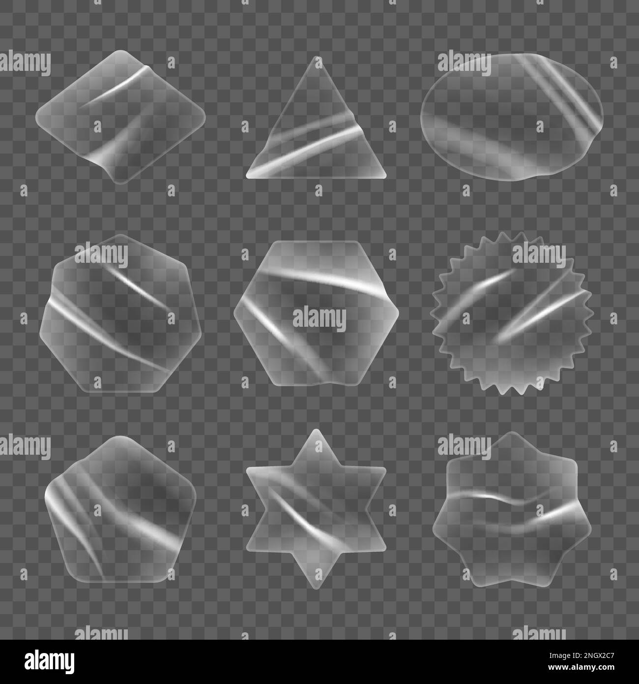 Geometric stickers. Transparent glass shapes geometrical forms decent ...