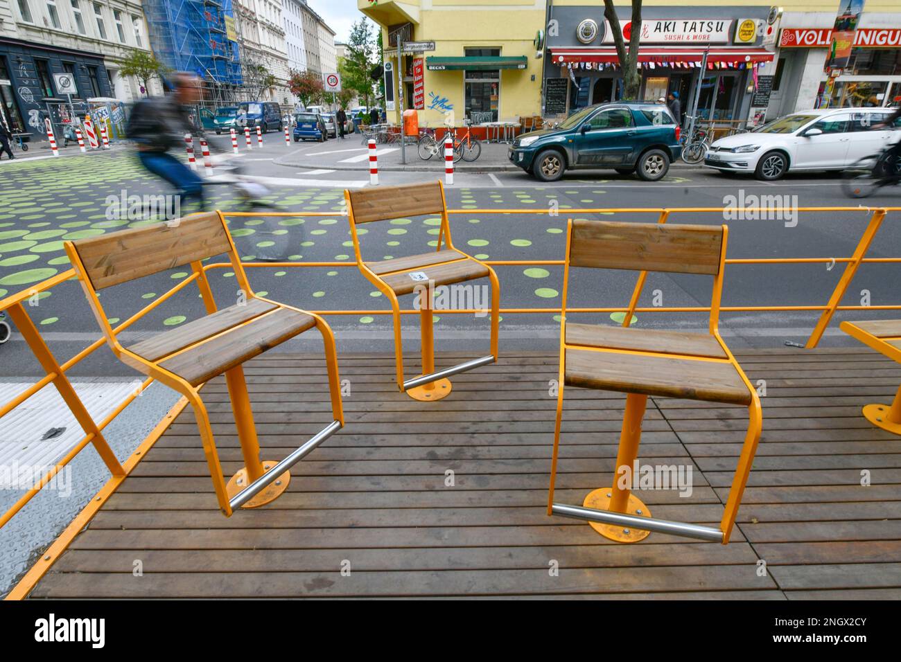 Parklets, Encounter Zone, Bergmannstrasse, Kreuzberg, Berlin, Germany ...