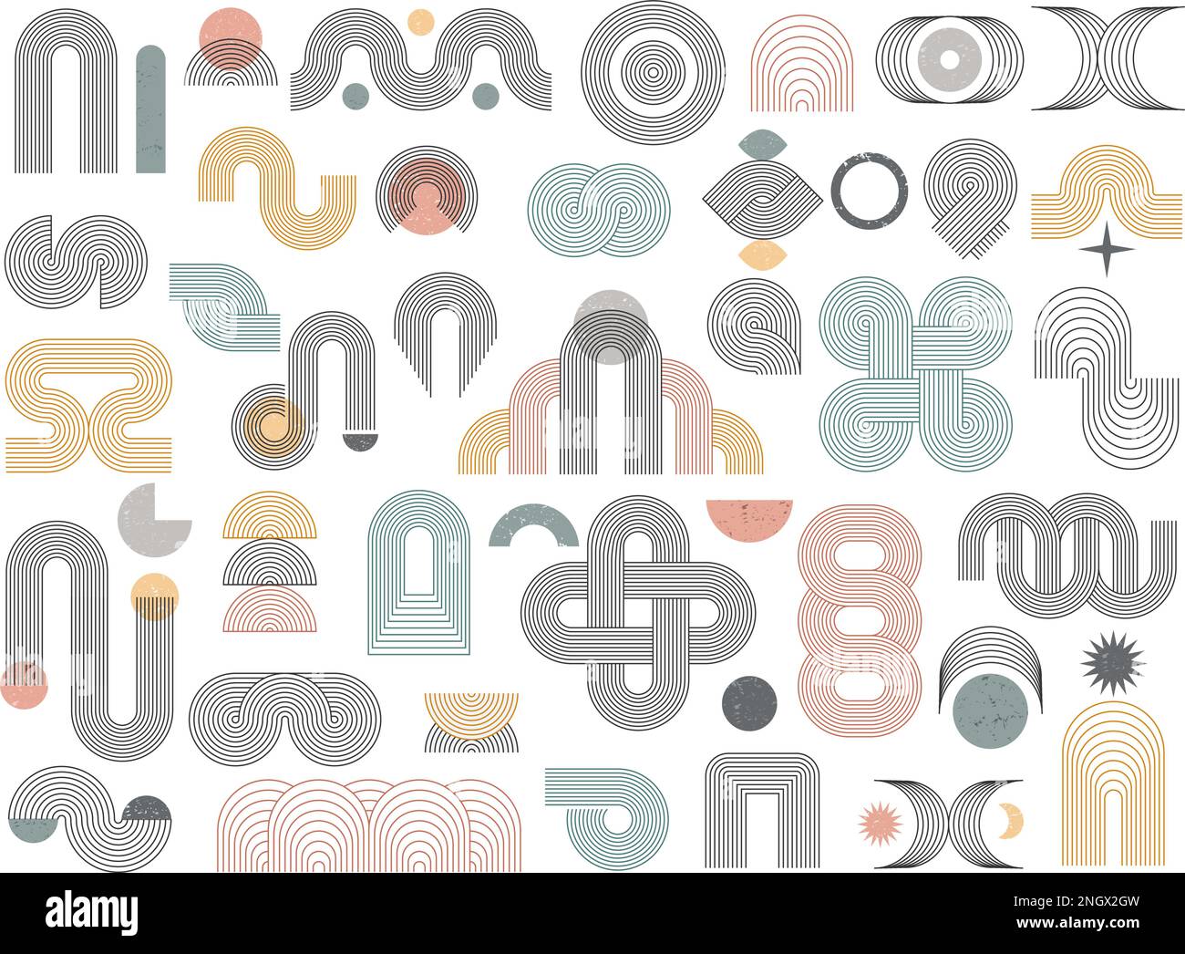 Arch shapes. Geometric waves circles figures abstract set in ...