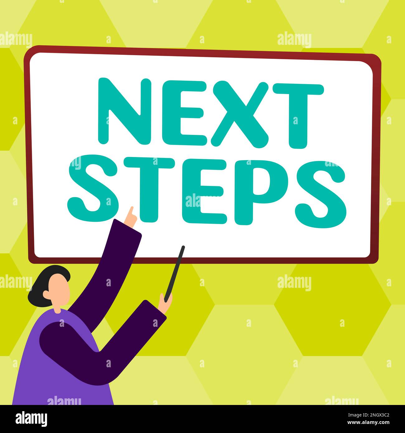 Text caption presenting Next Steps. Business idea numper of process ...