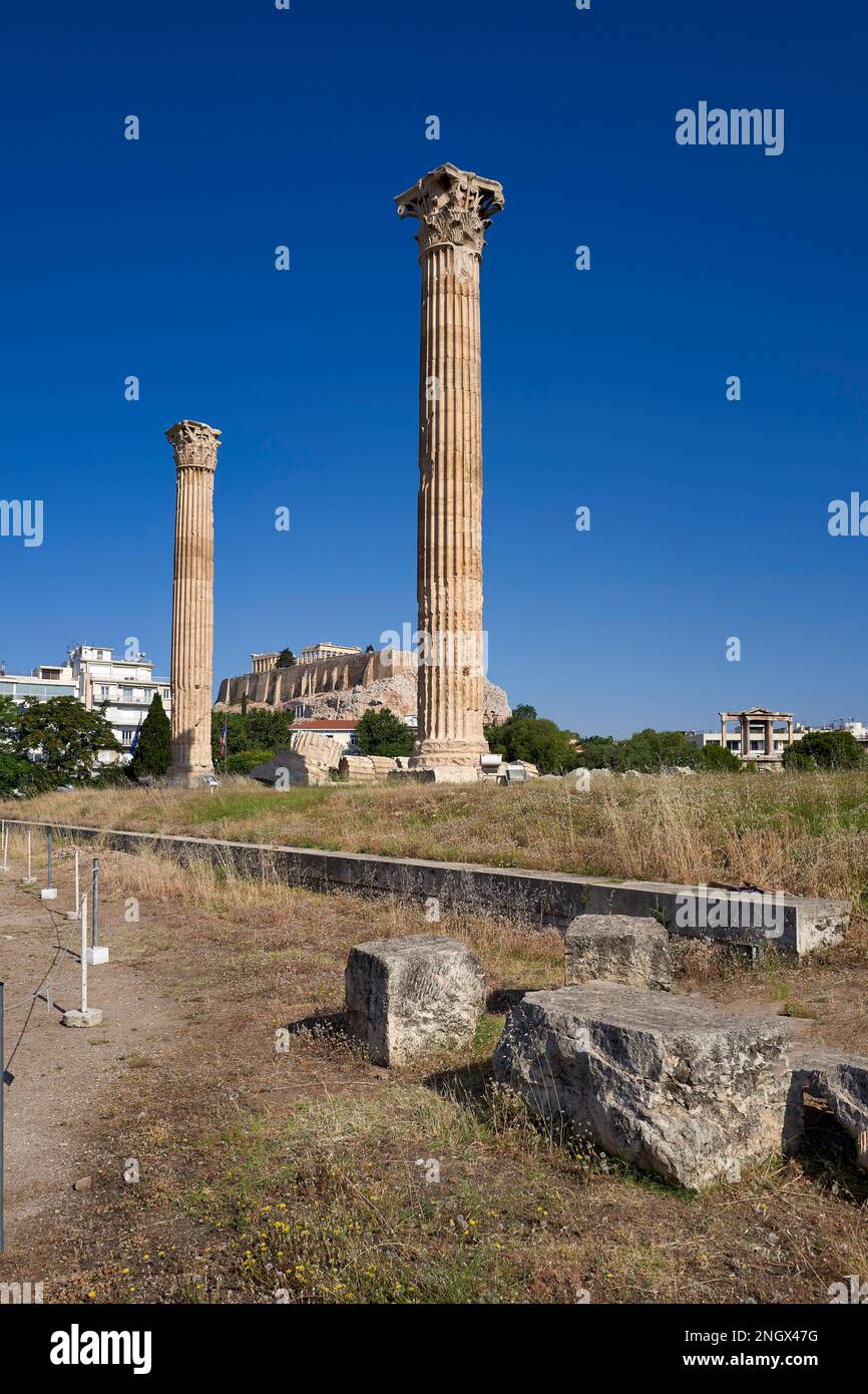 Athens Greece.The Temple of Olympian Zeus. The Acropolis and the ...